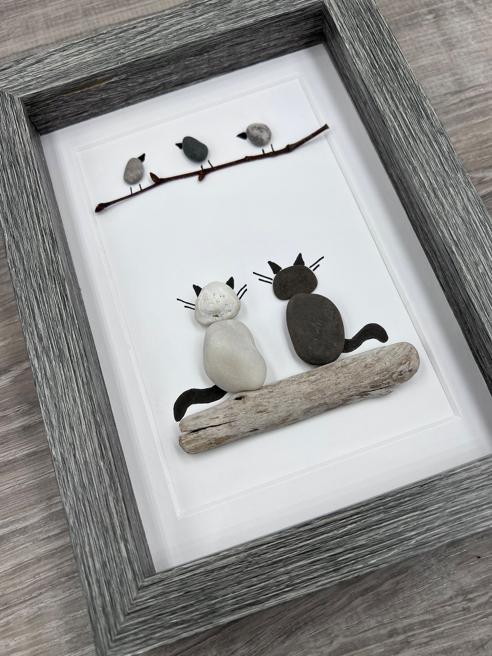 Pebble Art Cats 5 by 7 Framed Cat Pebble Art - Etsy