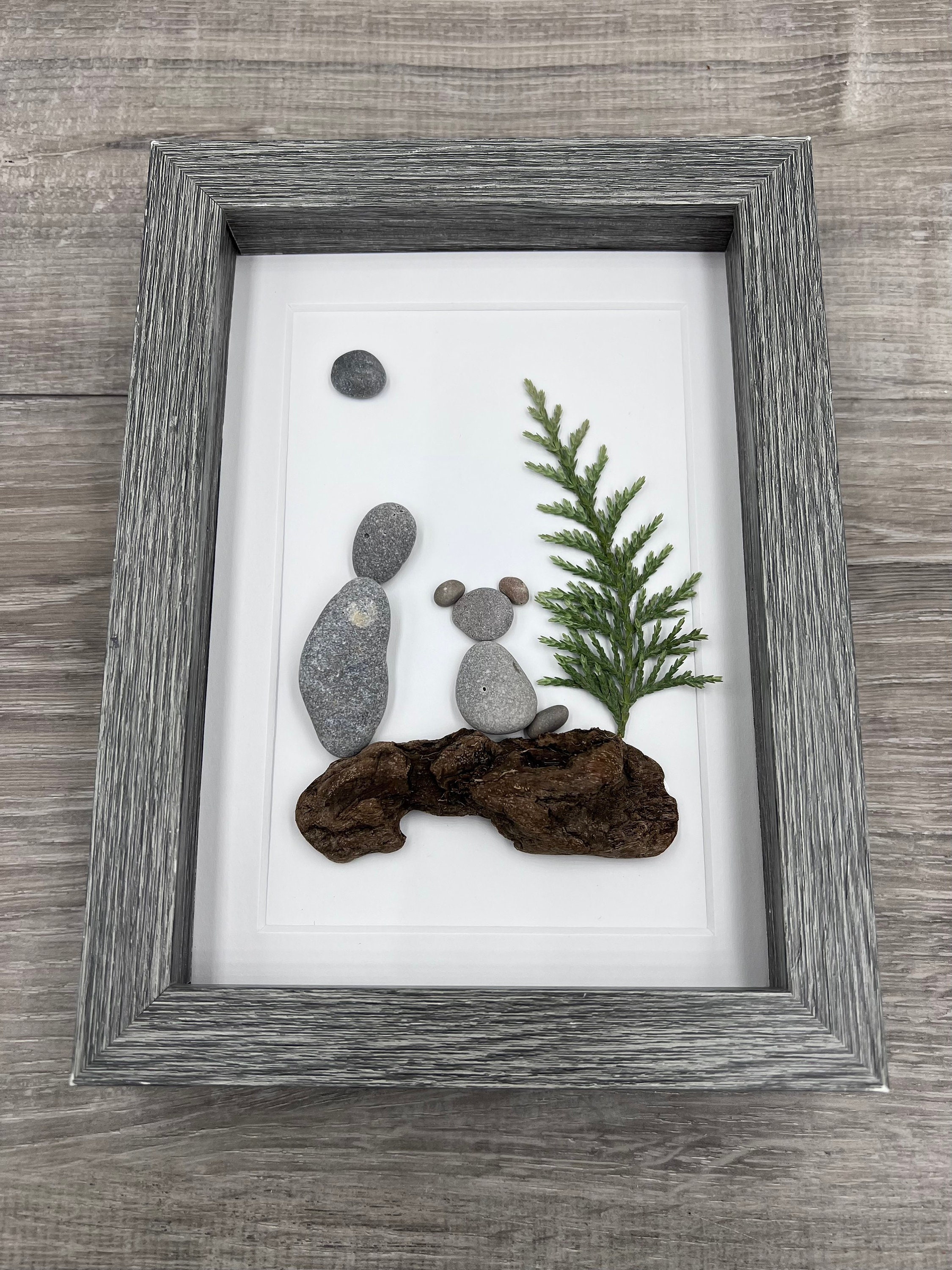Pebble Art Single With Dog 5 by 7 Framed Dog Pebble Art - Etsy