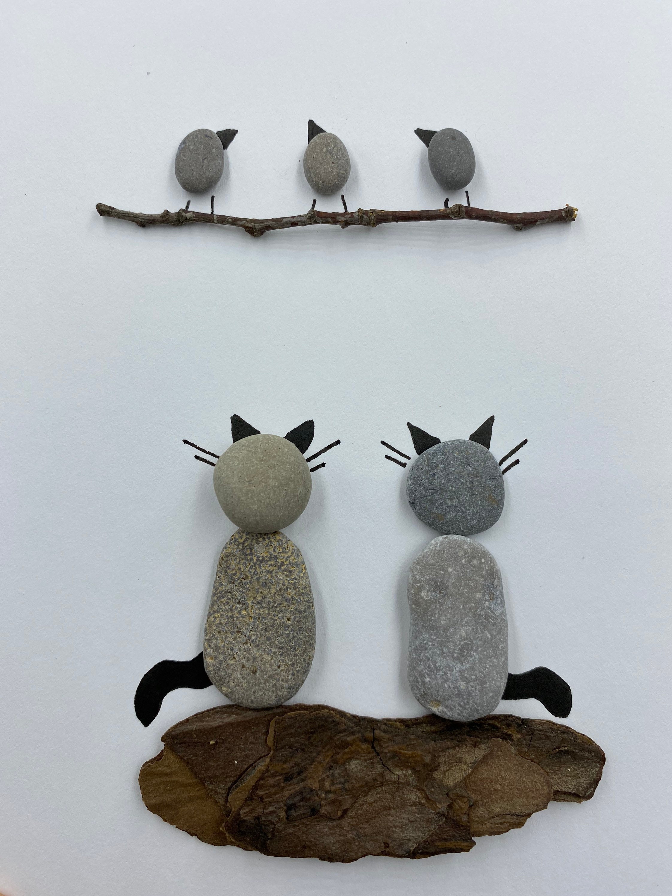 Pebble Art Cats 5 by 7 Frame Cat Pebble Art | Etsy