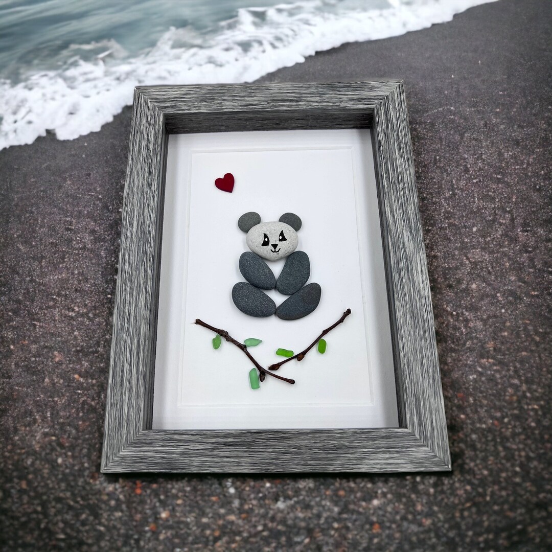 Pebble Art Panda 5 by 7 Framed Panda Bear Pebble Art - Etsy