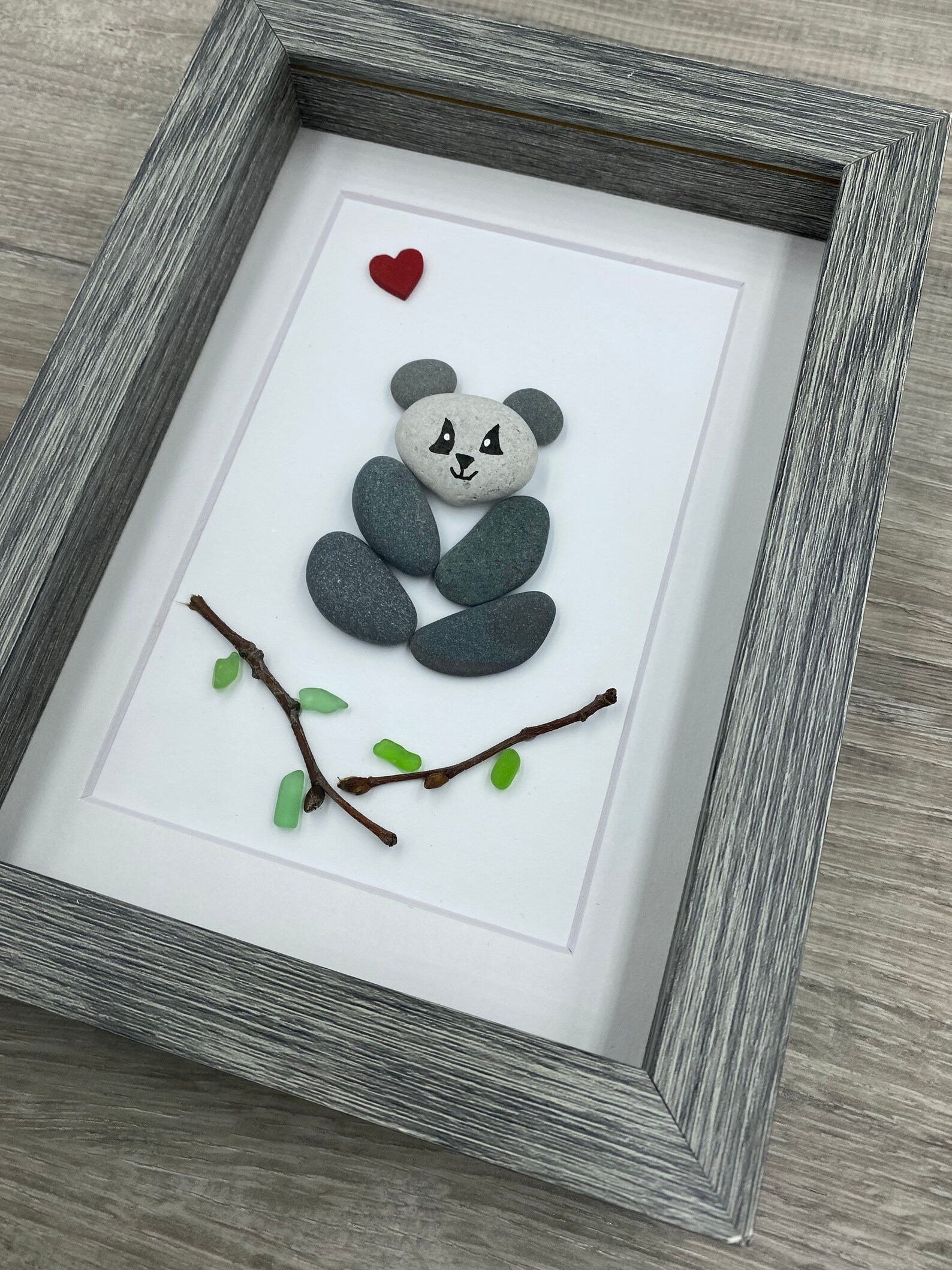 Pebble Art Panda 5 by 7 Framed Panda Bear Pebble Art | Etsy