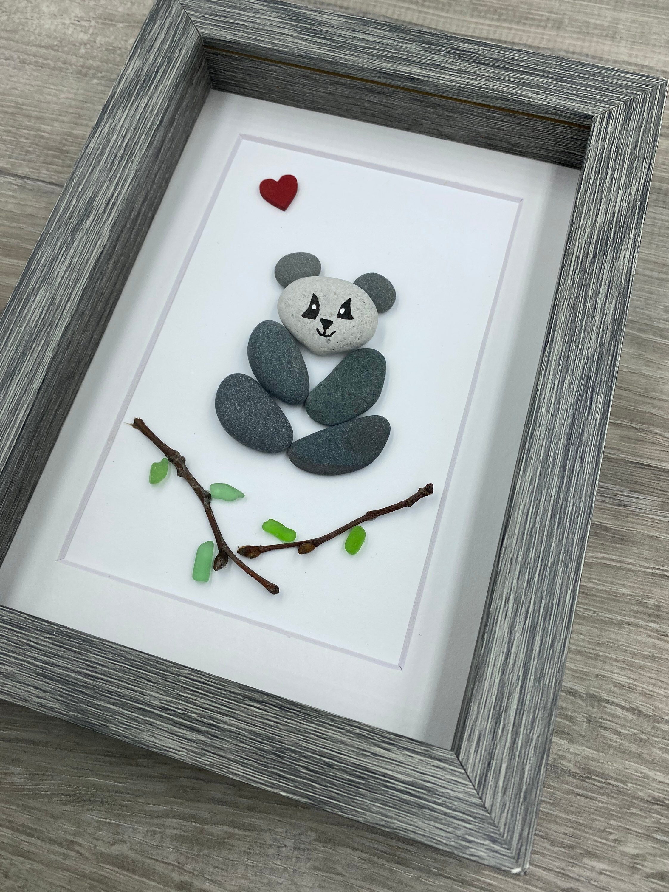 Pebble Art Panda 5 by 7 Framed Panda Bear Pebble Art | Etsy