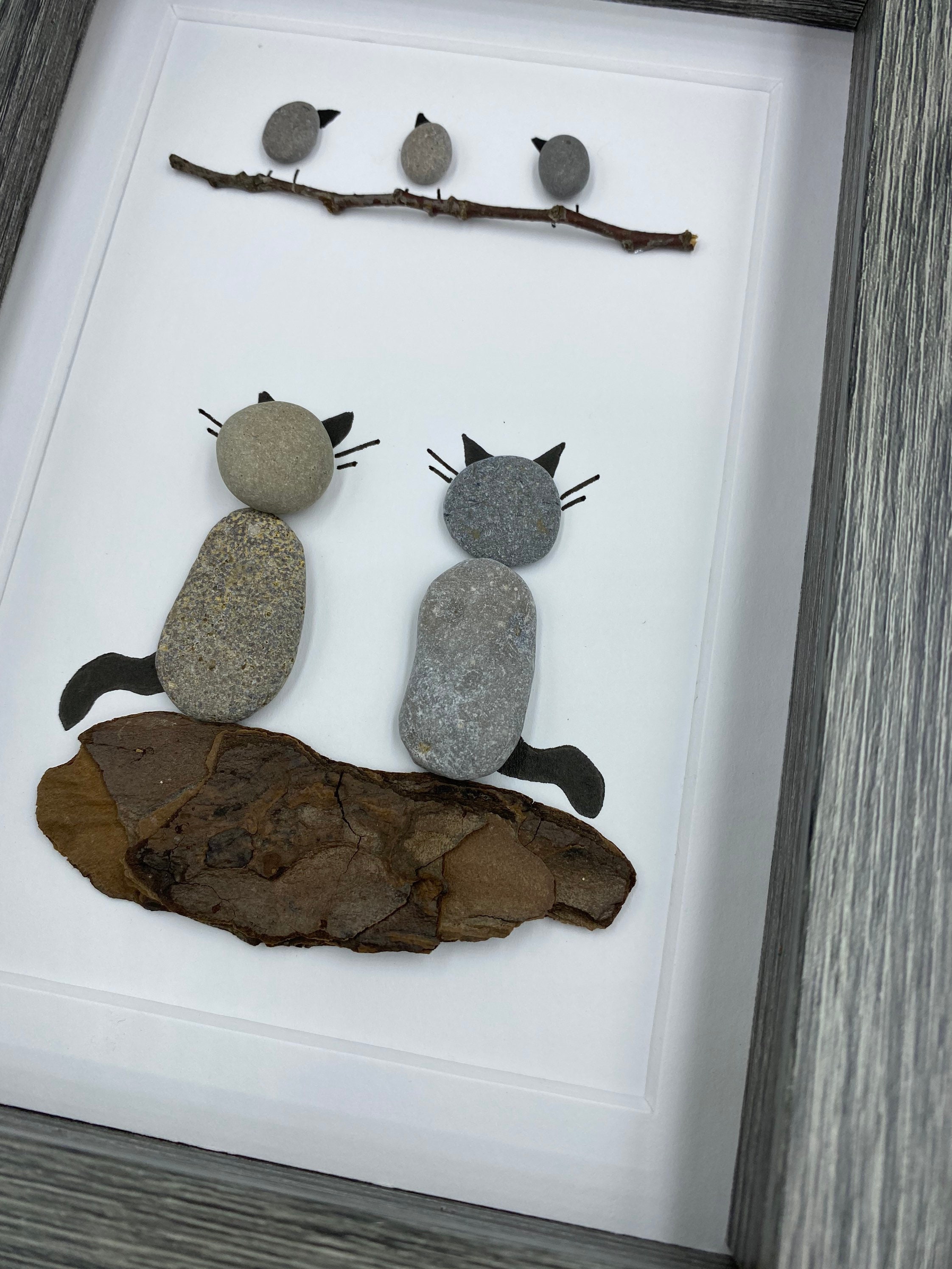 Pebble Art Cats 5 by 7 Frame Cat Pebble Art | Etsy