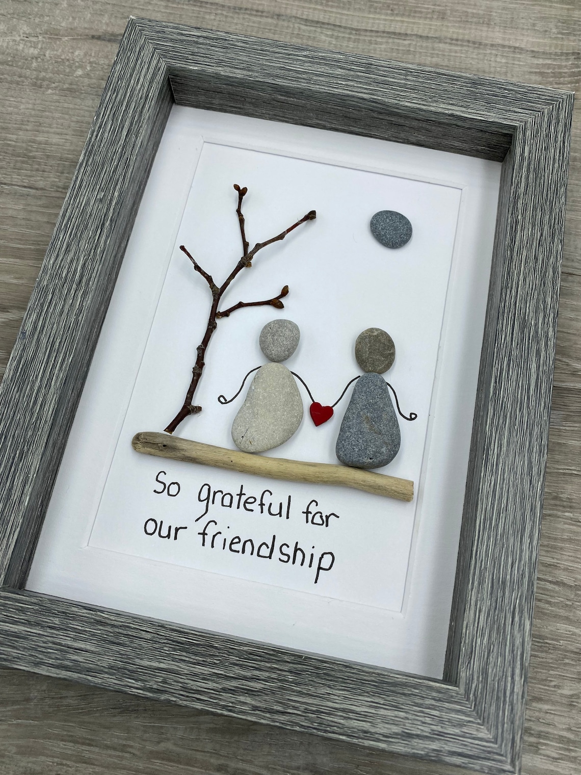 Pebble Art Friends 5 by 7 Framed Friend Pebble Art | Etsy