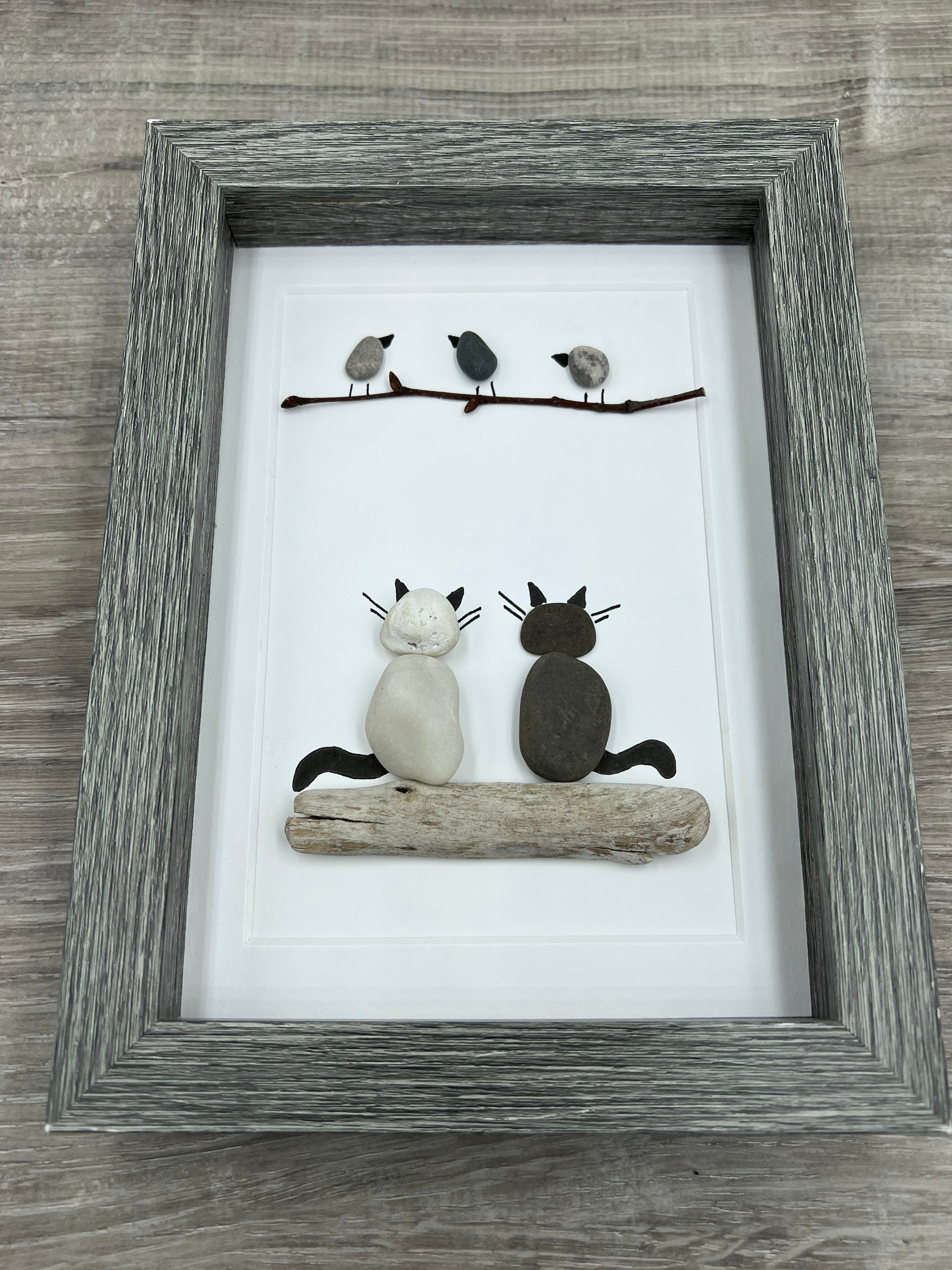 Pebble Art Cats 5 by 7 Framed Cat Pebble Art - Etsy