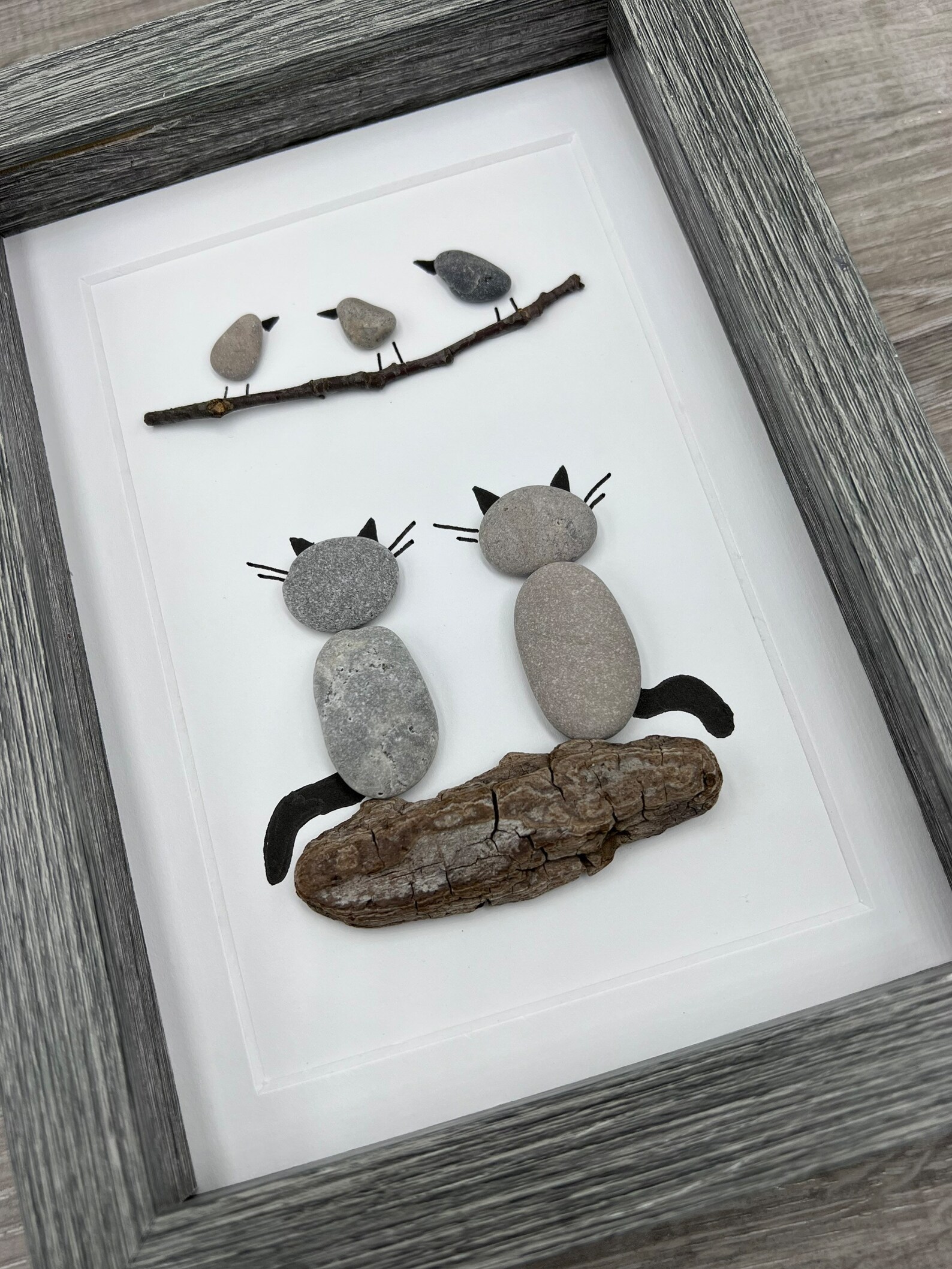 Pebble Art Cats 5 by 7 Framed - Etsy