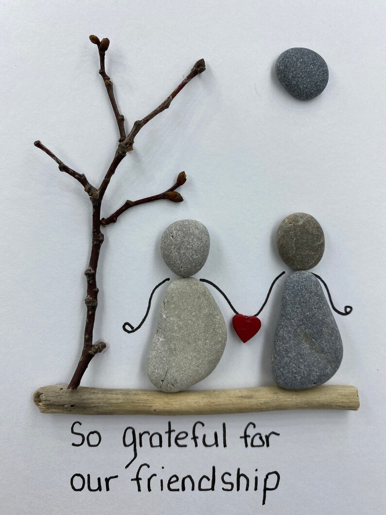 Pebble Art Friends 5 by 7 Framed Friend Pebble Art | Etsy