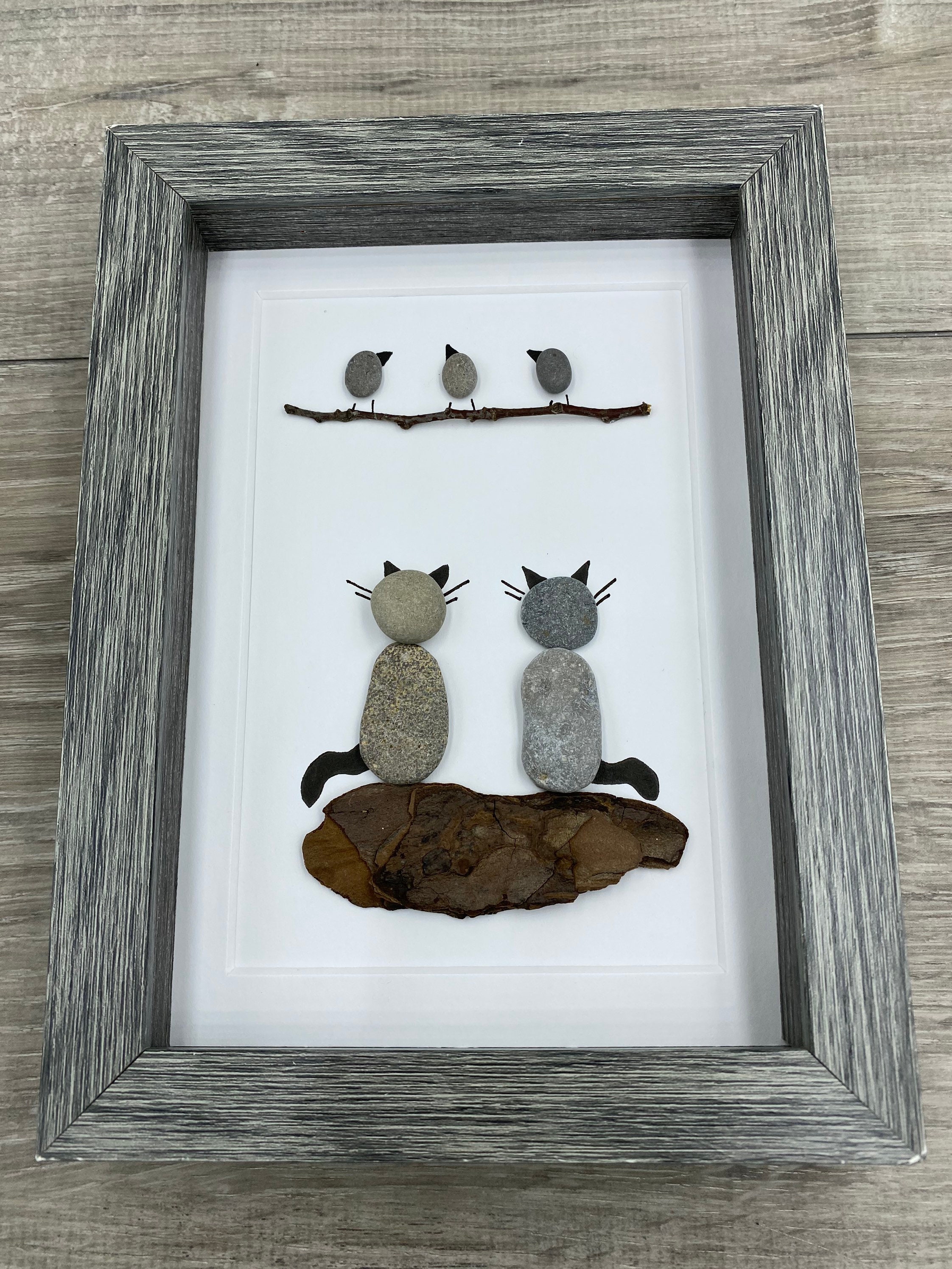 Pebble Art Cats 5 by 7 Frame Cat Pebble Art | Etsy