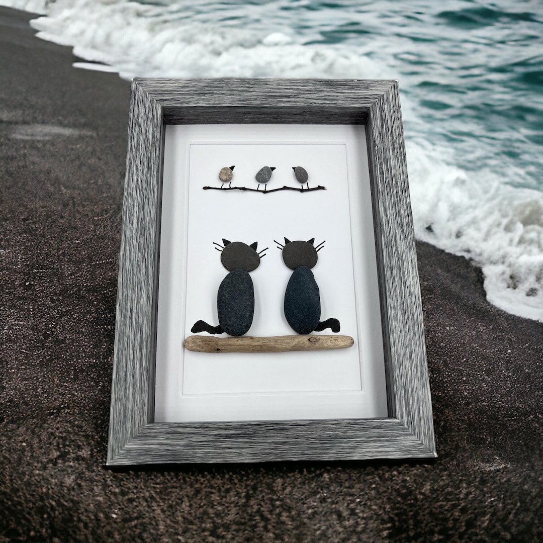 Pebble Art Cats 5 by 7 Frame Cat Pebble Art - Etsy