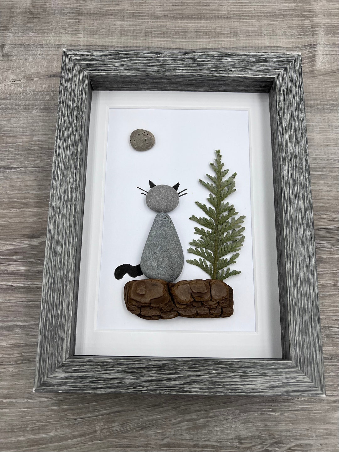 Pebble Art Single Cat 5 by 7 Framed Cat Pebble Art - Etsy