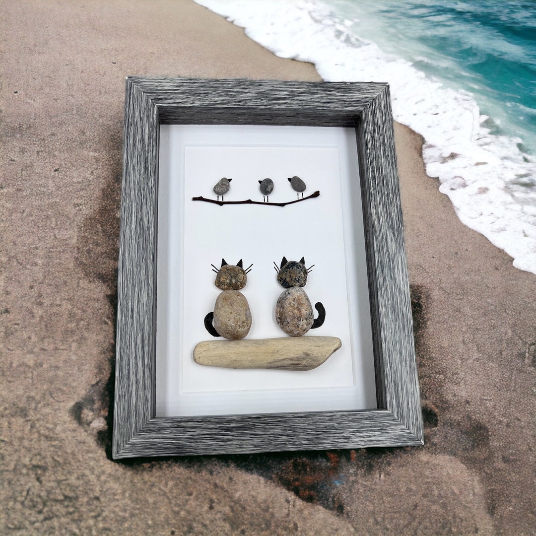 Pebble Art Cats 5 by 7 Frame Cat Pebble Art - Etsy