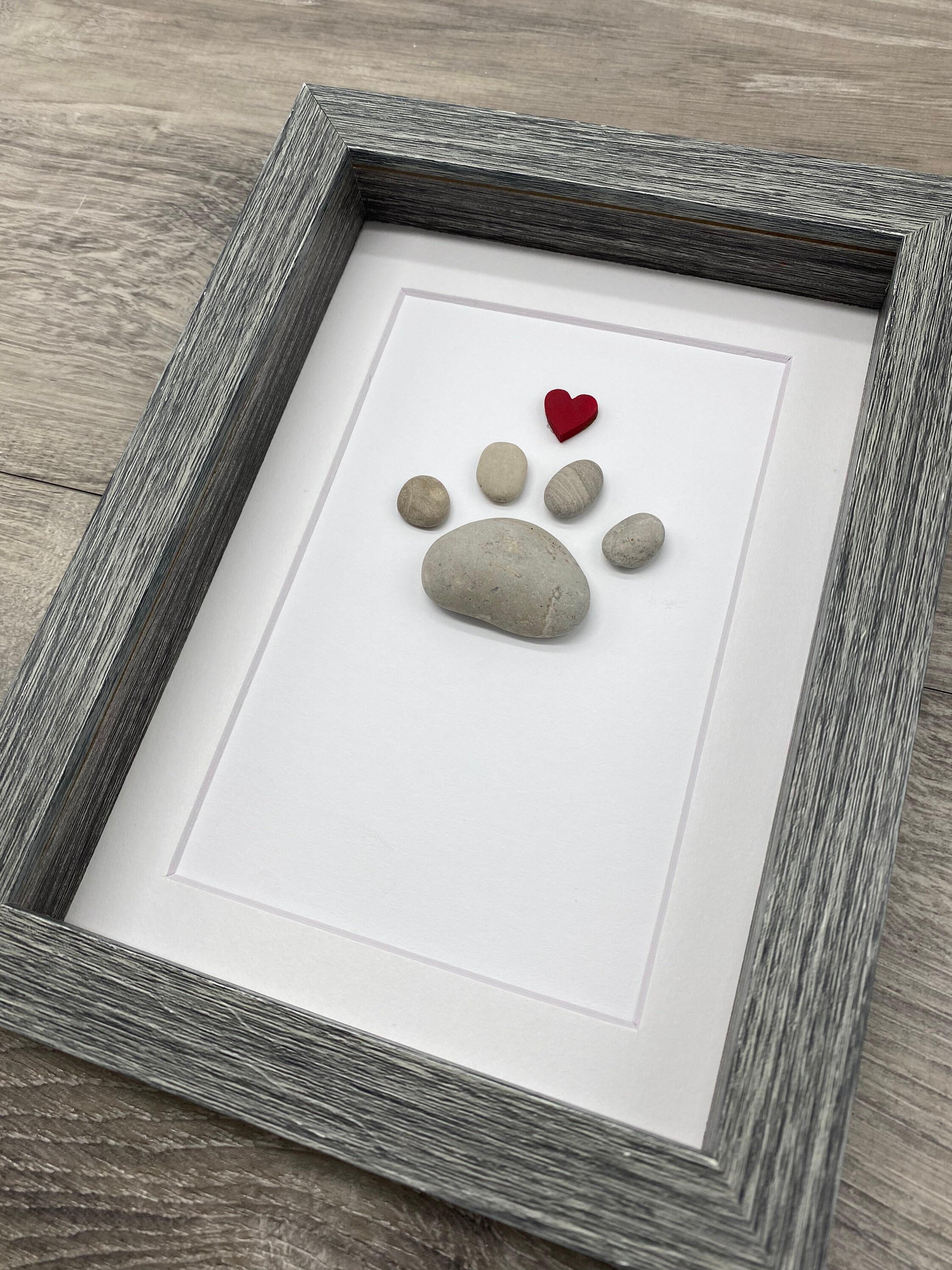 Pebble Art Dog Print 5 by 7 framed dog pebble art | Etsy
