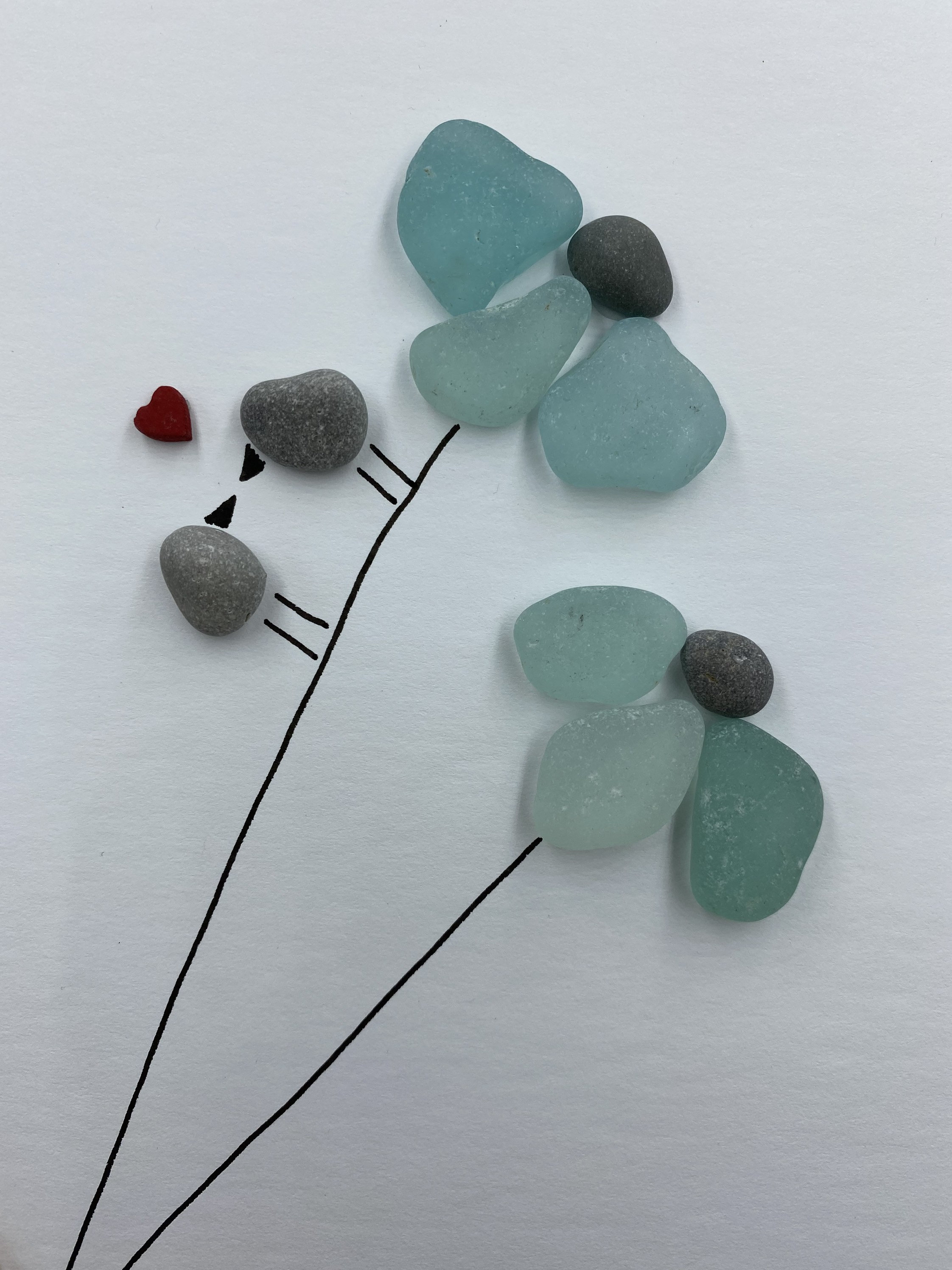 Flower and Birds Seaglass 5 by 7 Framed Seaglass Birds - Etsy