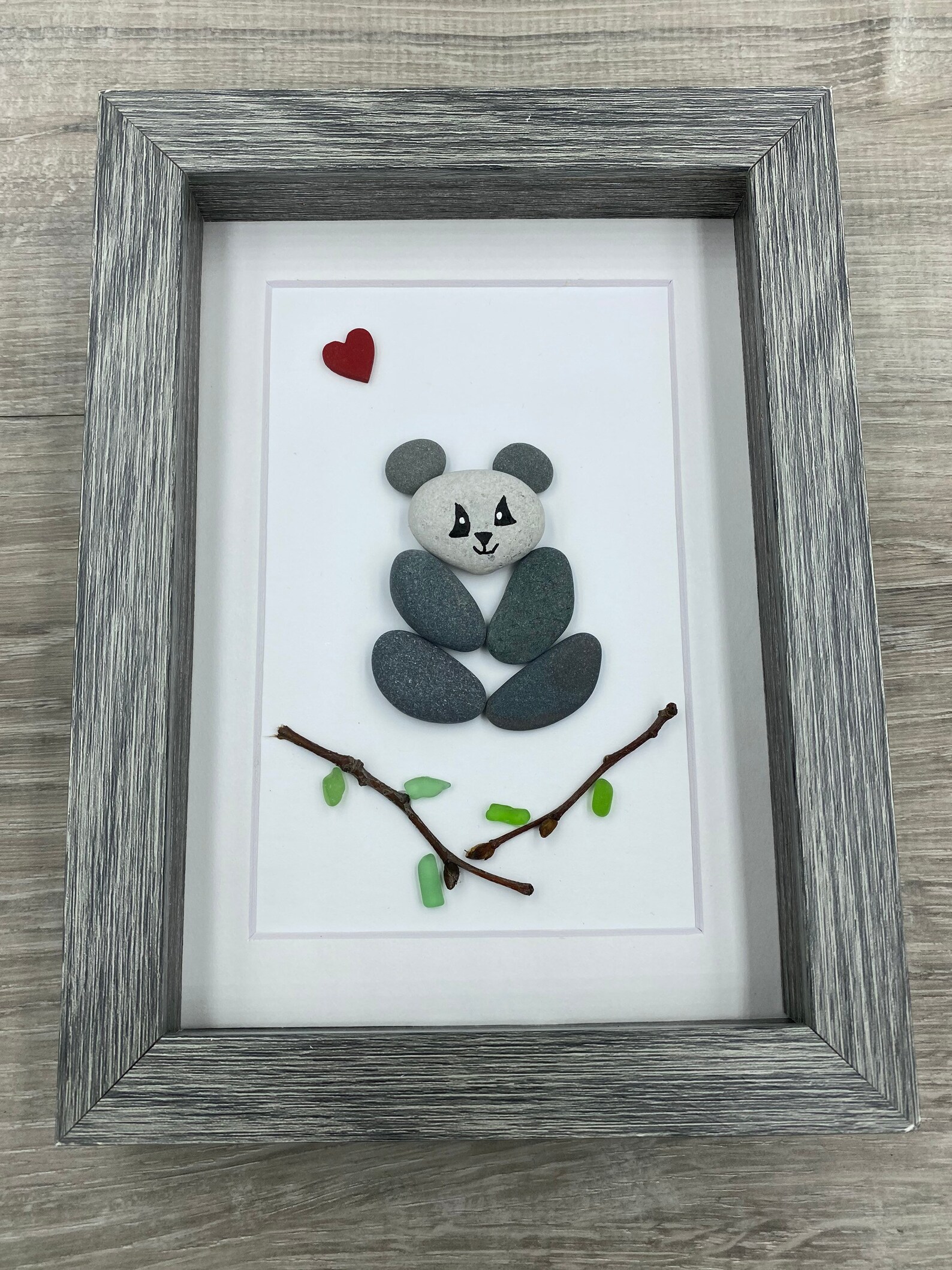 Pebble Art Panda 5 by 7 Framed Panda Bear Pebble Art | Etsy