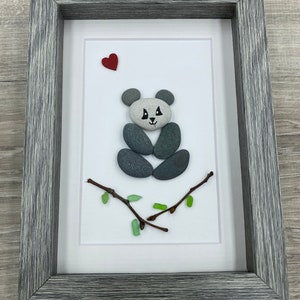 Pebble Art Panda 5 by 7 Framed Panda Bear Pebble Art | Etsy