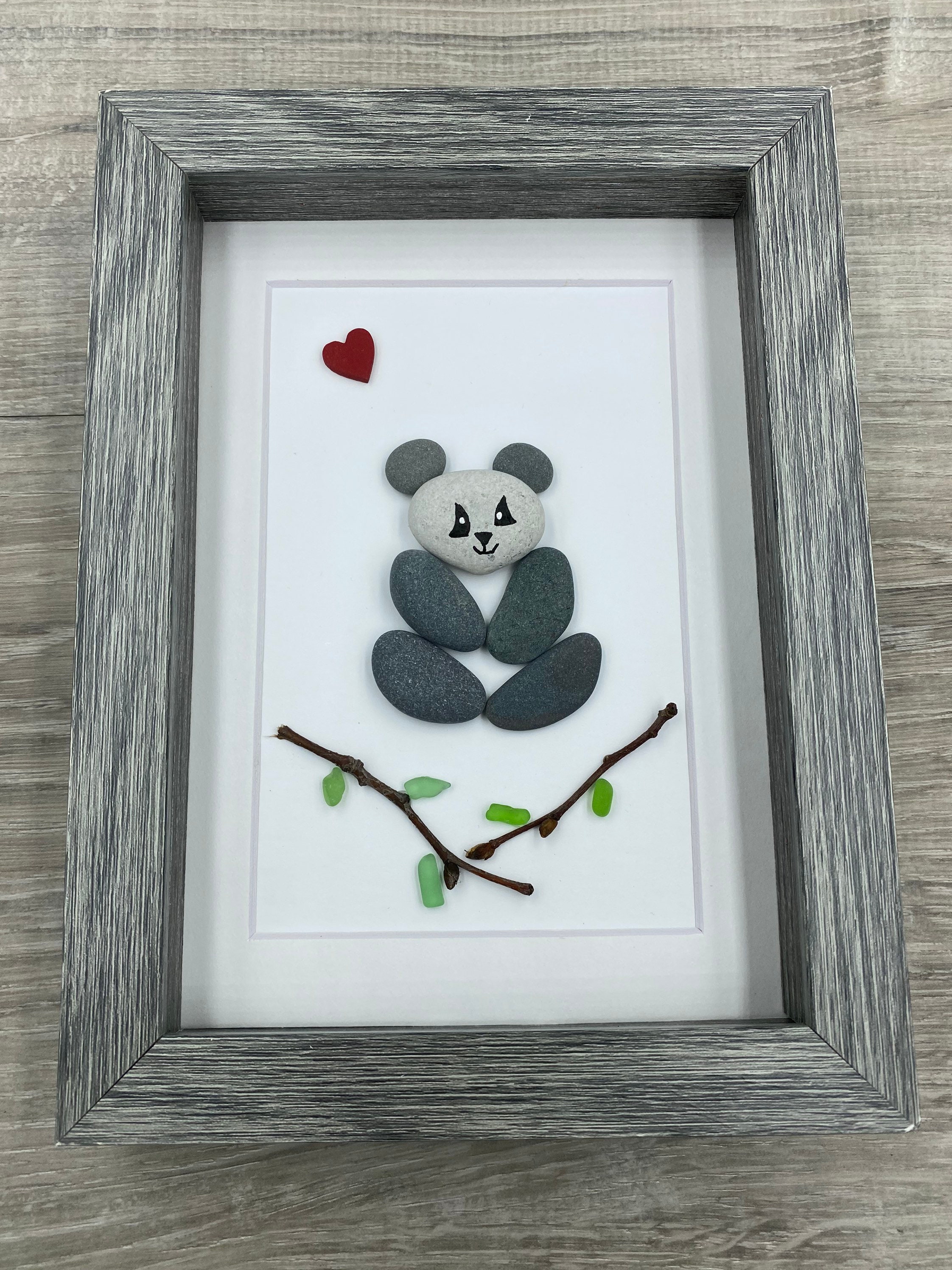 Pebble Art Panda 5 by 7 Framed Panda Bear Pebble Art | Etsy