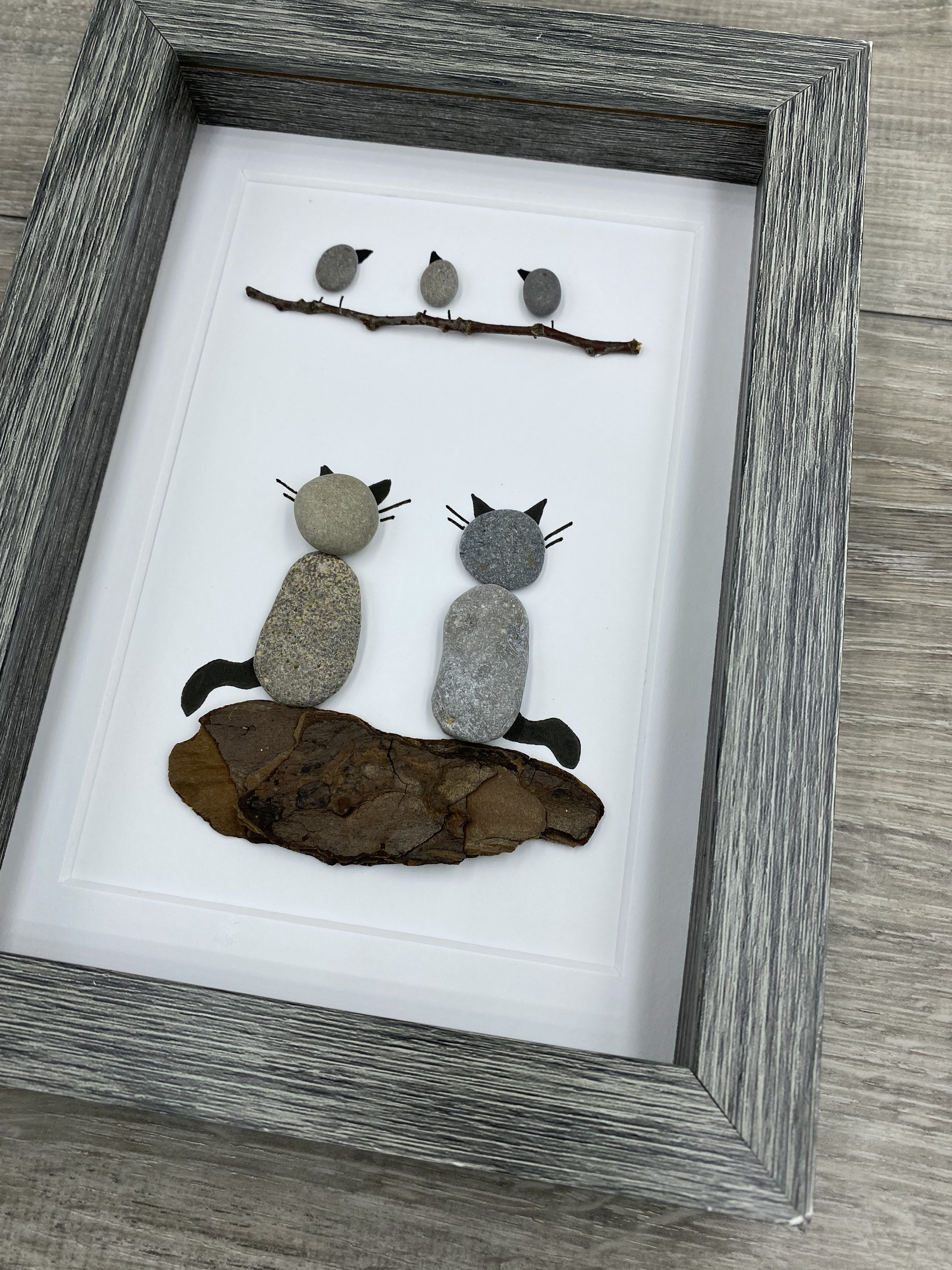 Pebble Art Cats 5 by 7 Frame Cat Pebble Art | Etsy