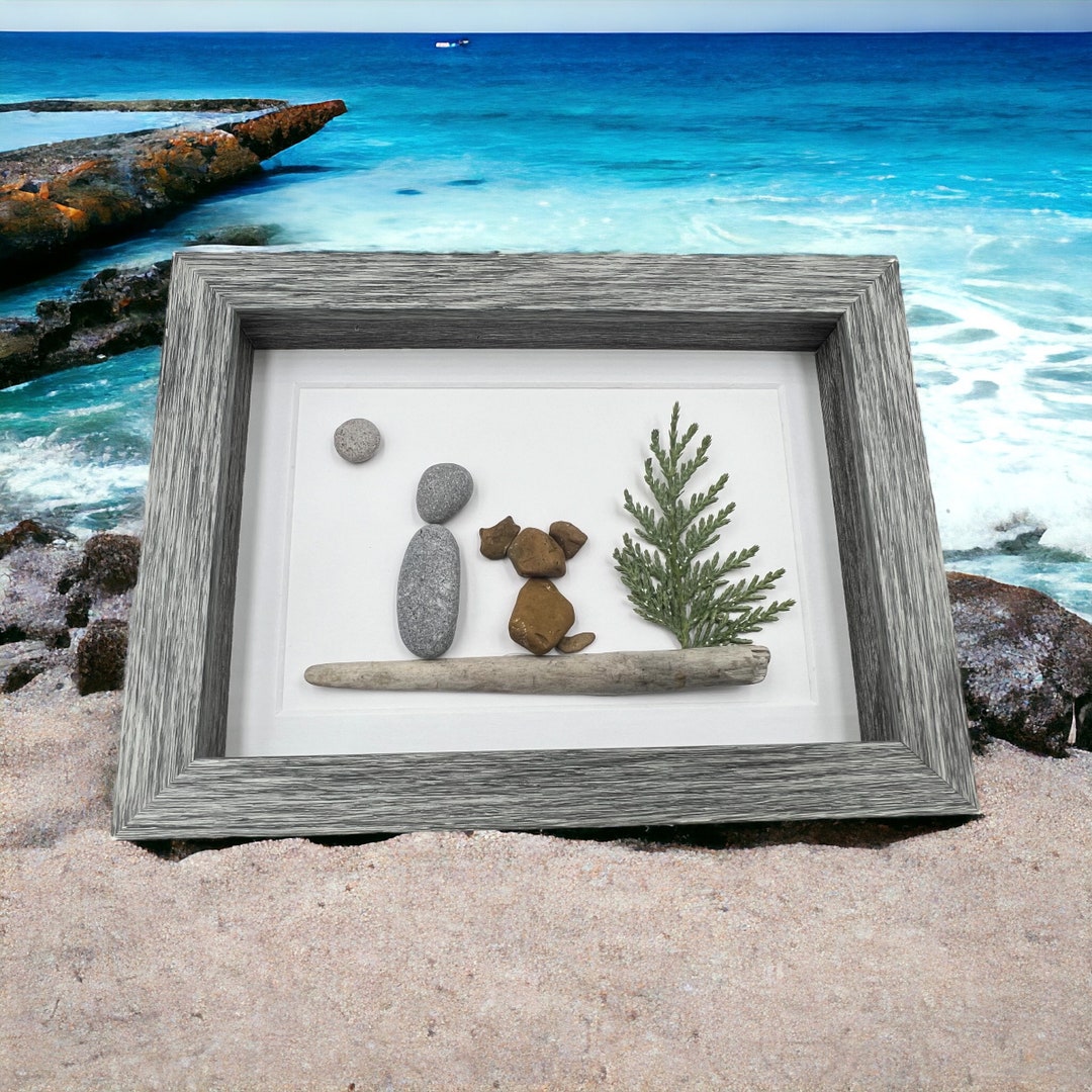 Pebble Art Single With Dog 5 by 7 Framed Dog Pebble Art - Etsy