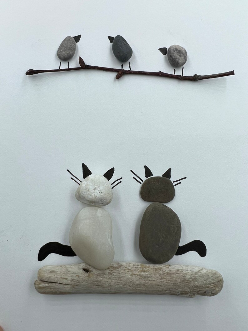 Pebble Art Cats 5 by 7 Framed Cat Pebble Art - Etsy