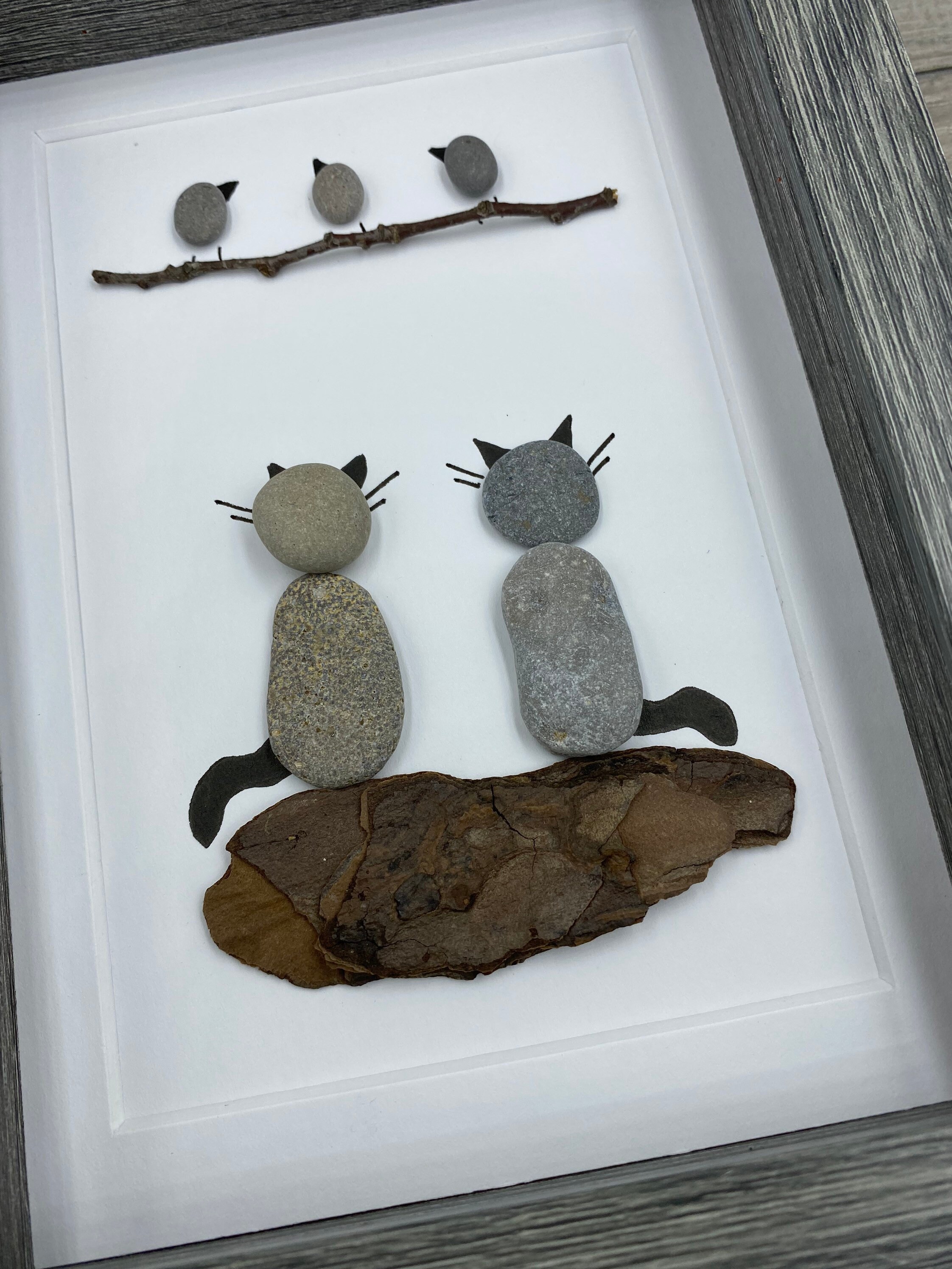 Pebble Art Cats 5 by 7 Frame Cat Pebble Art | Etsy