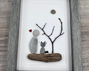 Pebble Art Single With Cat 5 by 7 Framed Cat Pebble Art - Etsy