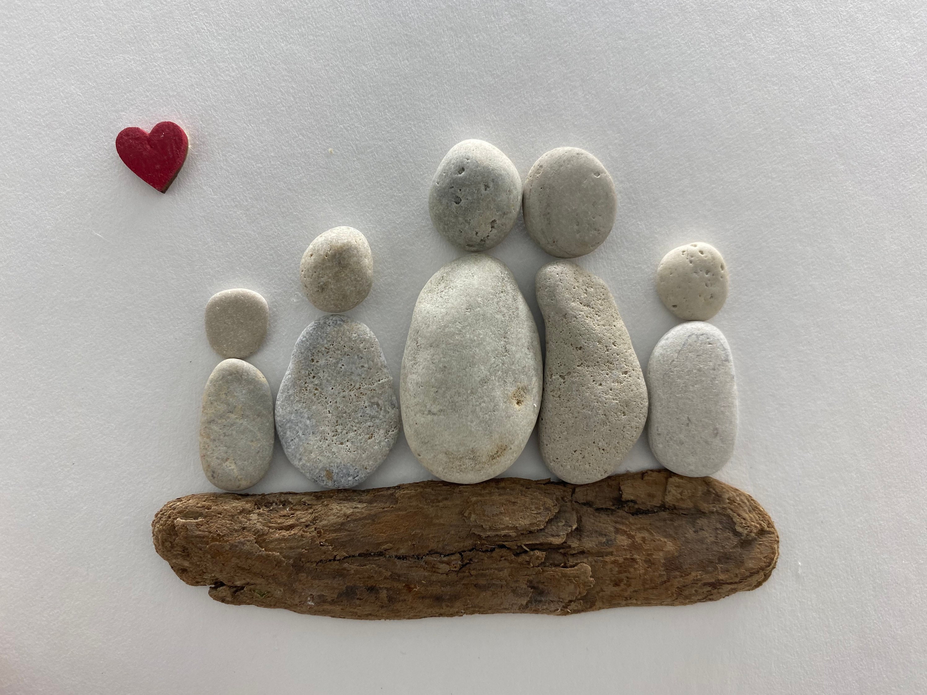 Pebble Art Family 5 by 7 framed family of five pebble art | Etsy