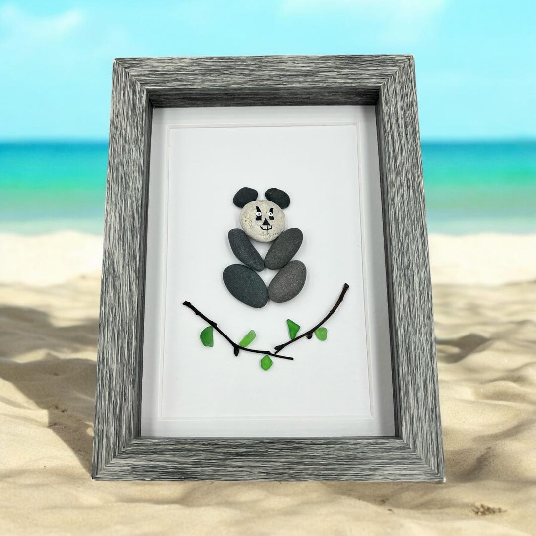 Pebble Art Panda -5 by 7 Framed - Panda Bear Pebble Art - Etsy