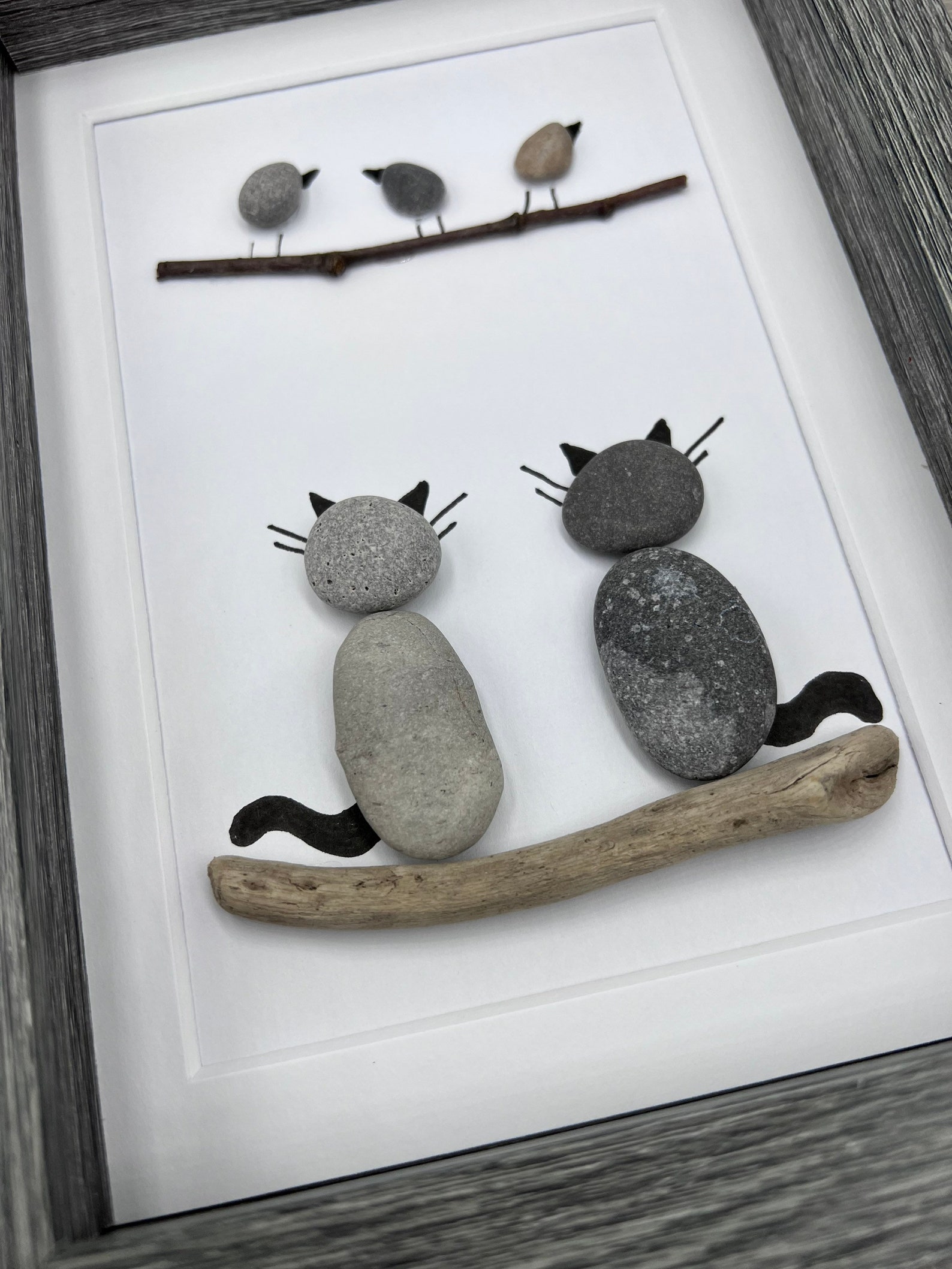Pebble Art Cats 5 by 7 Frame Cat Pebble Art - Etsy