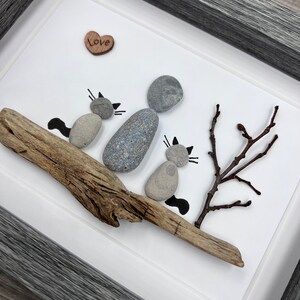 Pebble Art Single With Cats 5 by 7 Framed Cat Pebble Art - Etsy