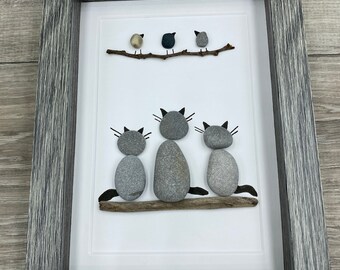 Pebble Cat Art | Etsy