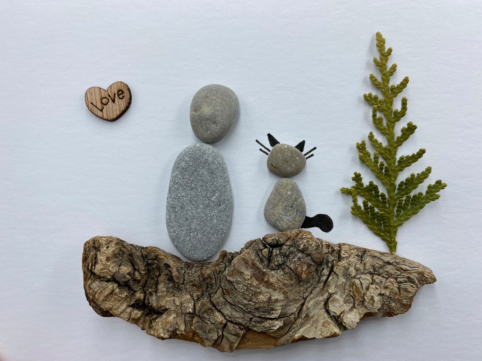 Pebble Art Single With Cat 5 by 7 Framed Cat Pebble Art - Etsy