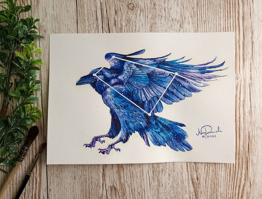 Galaxy Raven, Corvus Constellation Original Watercolour Painting - Etsy