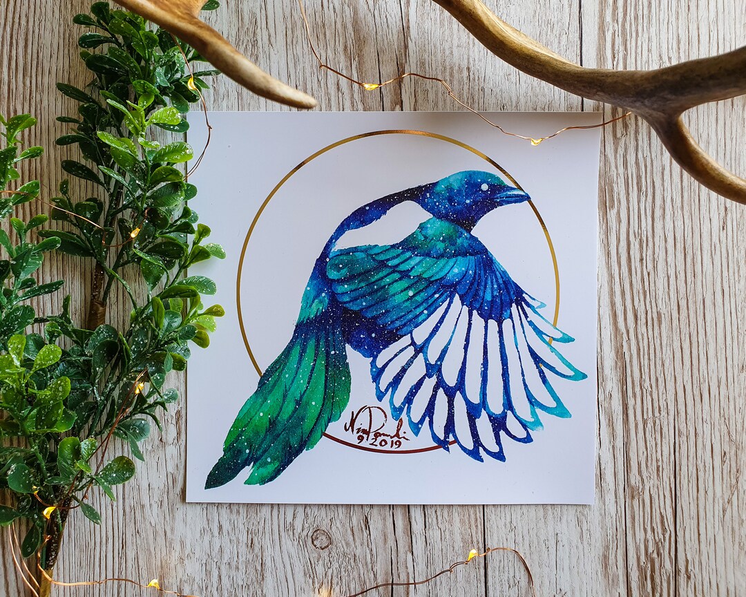 Magpie Gold Foil Art Print - Etsy