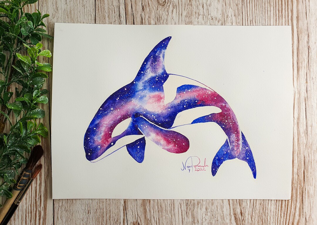 Galaxy Orca Whale Original Watercolour Painting - Etsy