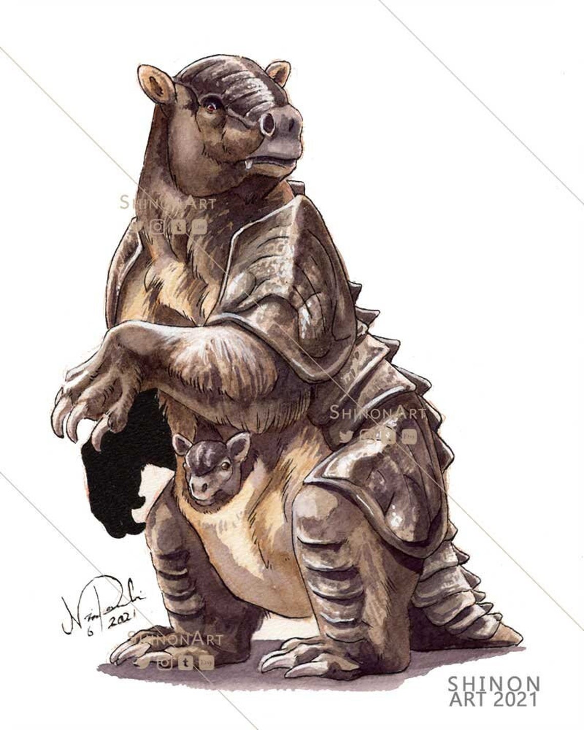 Kangaskhan Original Watercolour Painting Creature Painting - Etsy