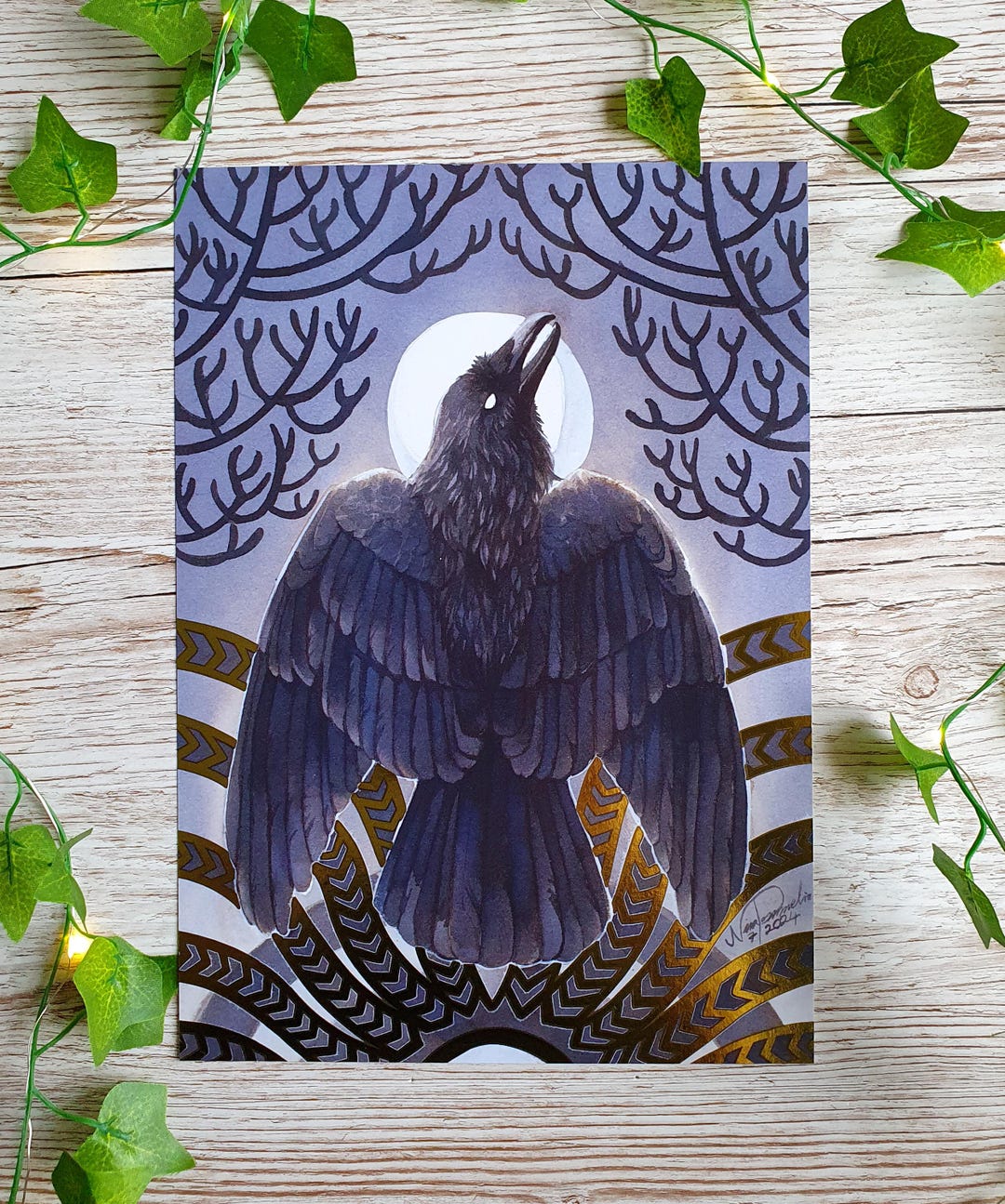 Origin of Raven, Gold Foil Art Print Letter Sized - Etsy