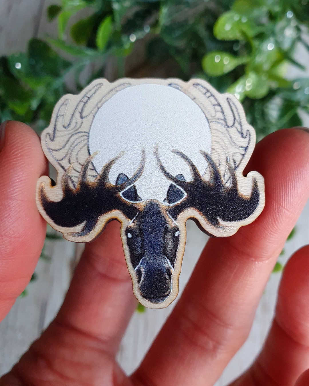 Moose Maple Plywood Pin, Wooden Pin With Rubber Safety Lock - Etsy