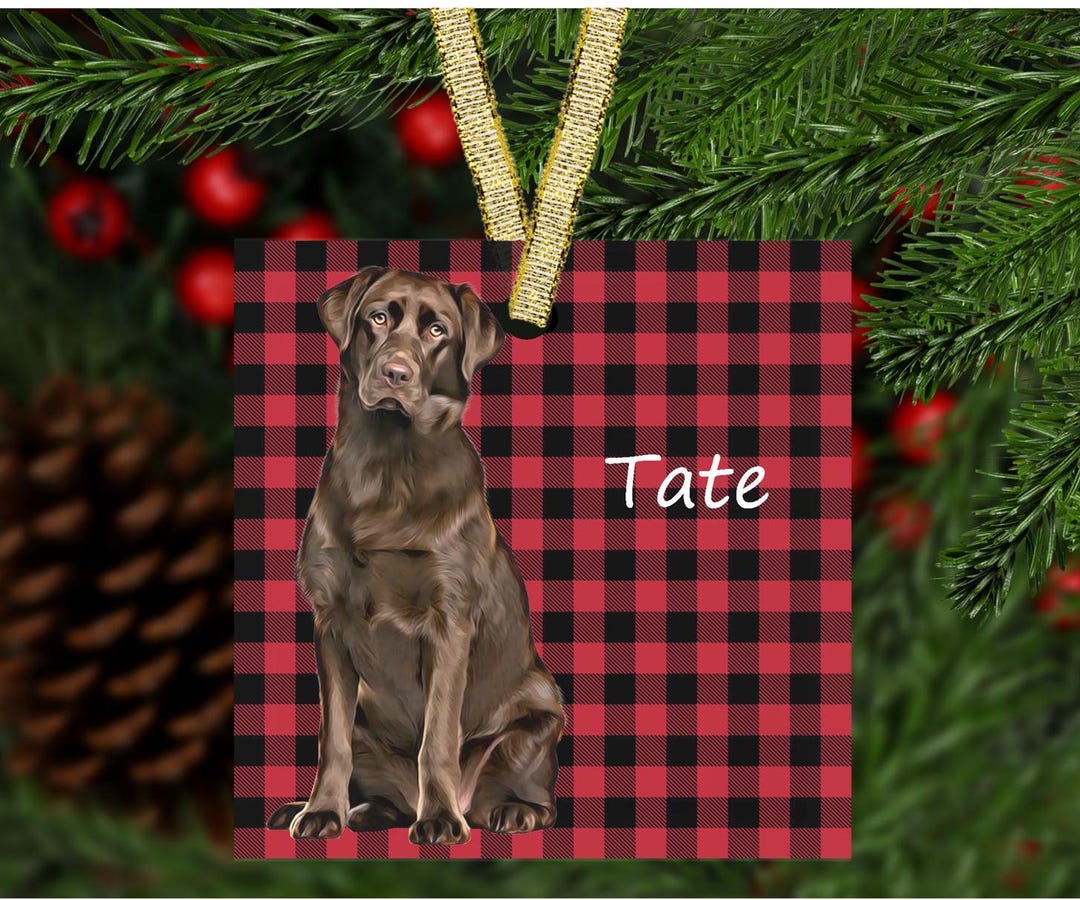 Chocolate Labrador Glass Ornament, Personalized Labrador Ornament ...