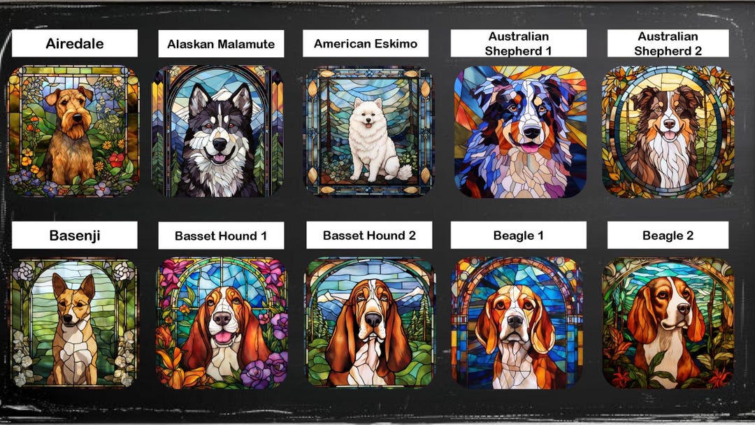 Dog Magnets | Faux Stained-glass Refrigerator Magnets | Dog Lover Gift ...