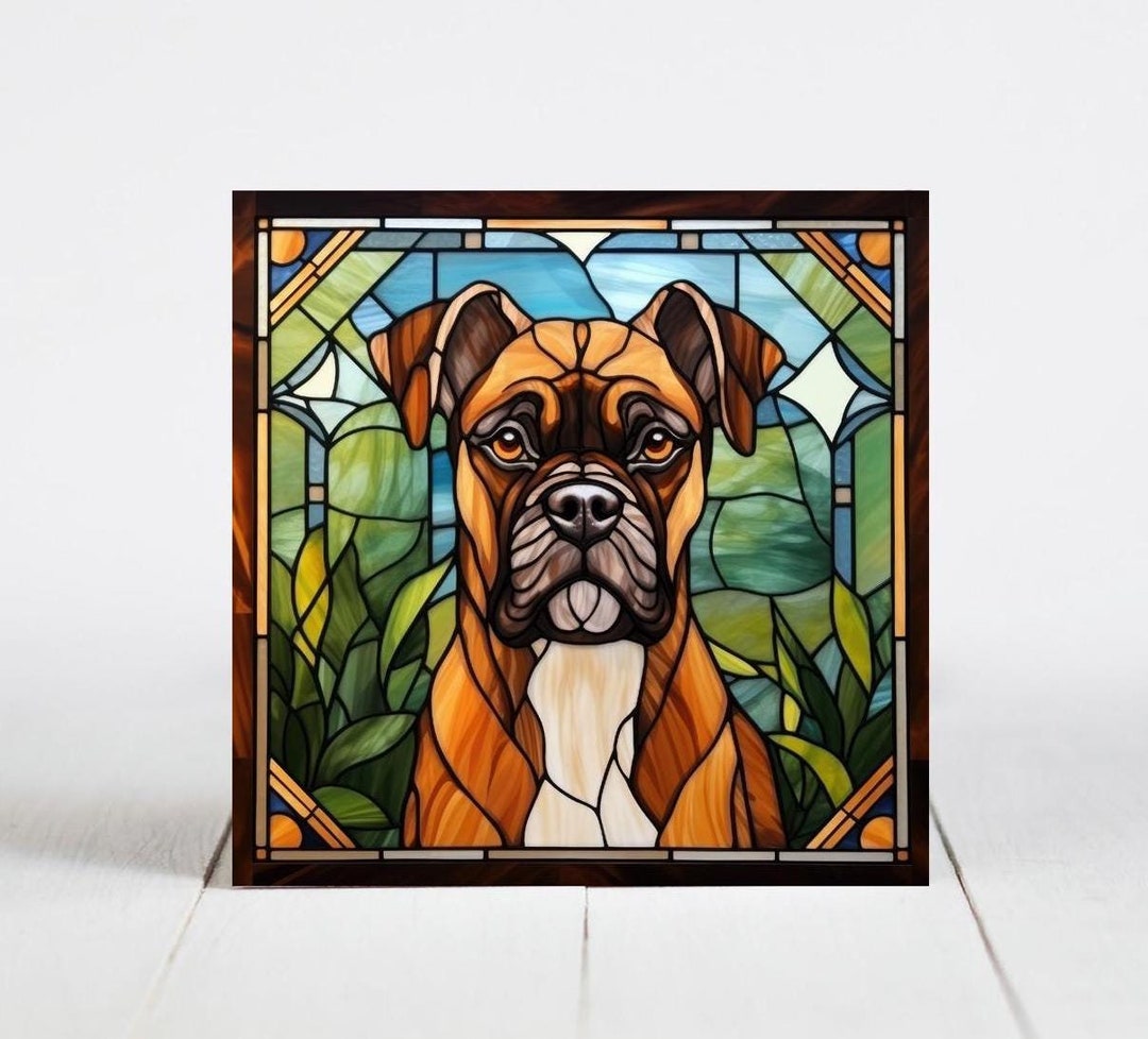 Boxer Ceramic Tile, Boxer Decorative Tile, Boxer Gift, Boxer Coaster ...