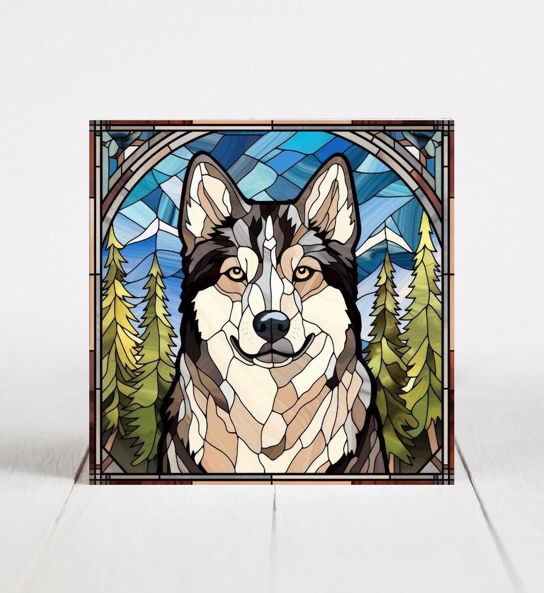 Husky Ceramic Tile, Husky Decorative Tile, Husky Gift, Husky Coaster ...