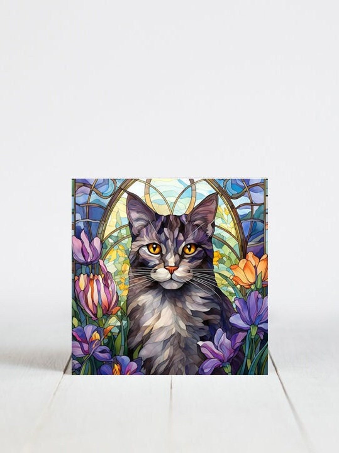 Grey Tabby Cat Ceramic Tile, Tabby Cat Decorative Tile, Tabby Cat Gift ...