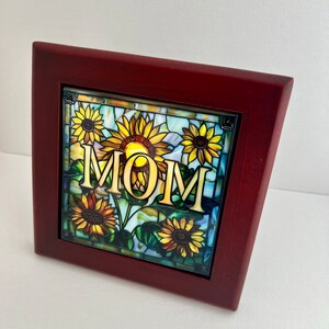 Mother's Day Framed Sunflower Mom Tile, Mom Decorative Tile, Mother's ...