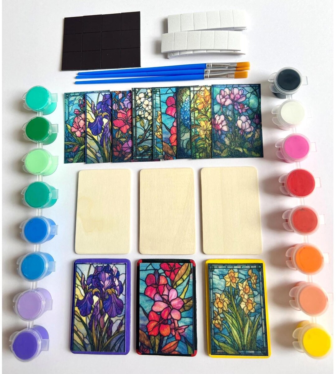 Faux Stained Glass Flower Magnet Craft Kit for Adults, Relaxing DIY ...