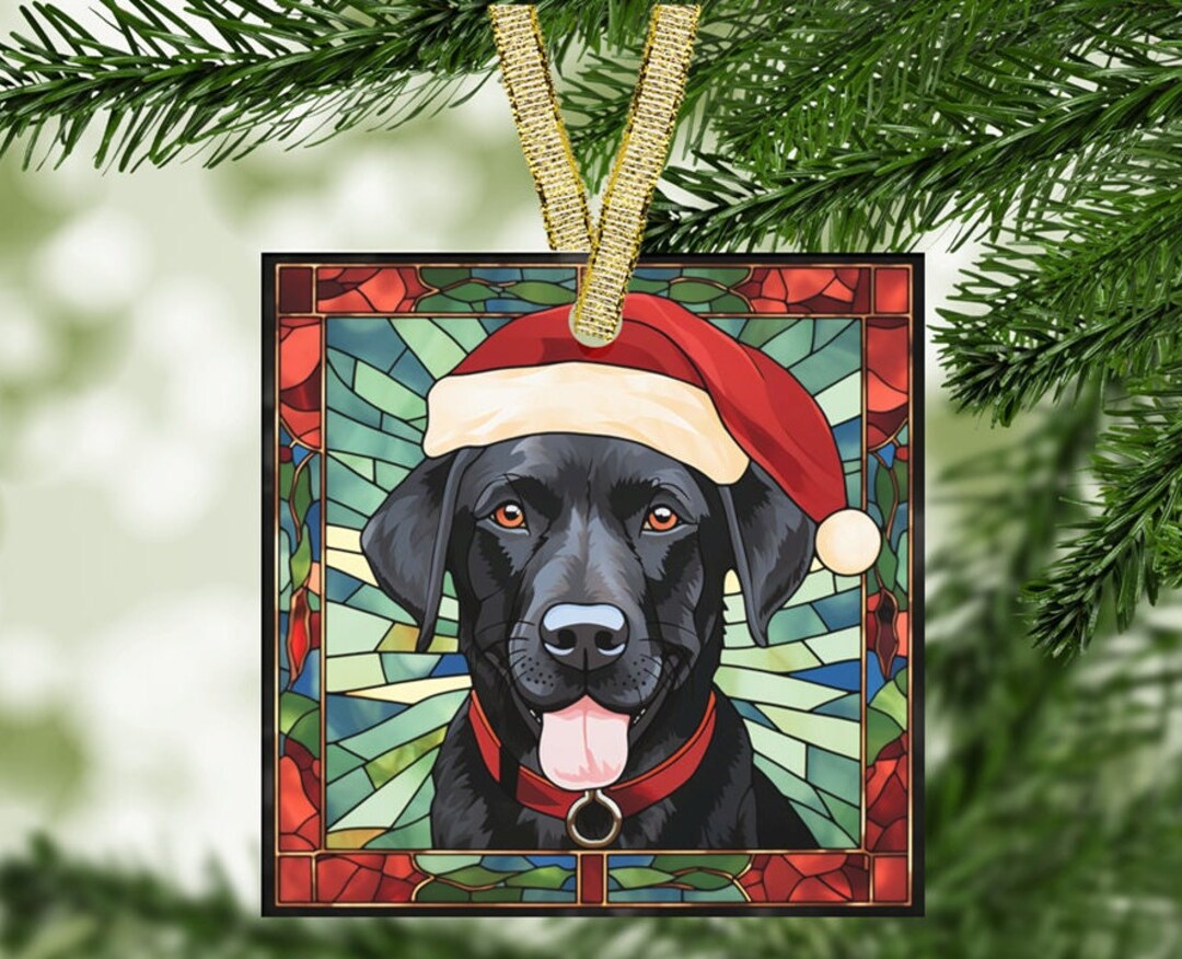 Black Lab Glass Ornament, Black Labrador Glass Ornament, Black Lab ...