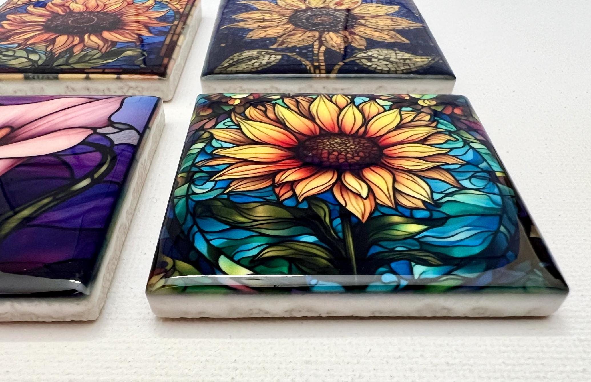 Flower Craft Tiles for DIY Projects | Square Floral Craft Tiles | Faux ...