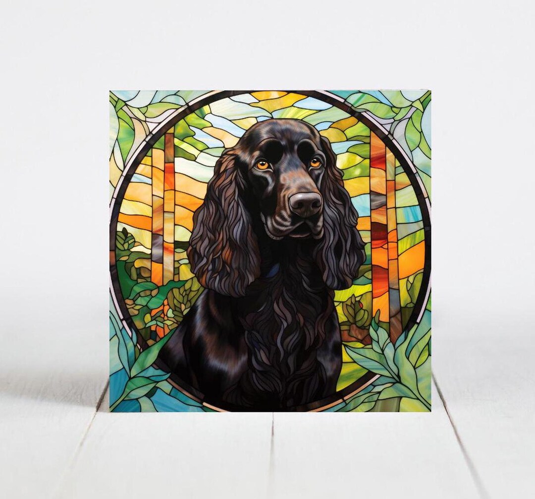 Black Cocker Spaniel Ceramic Tile, Cocker Spaniel Decorative Tile ...