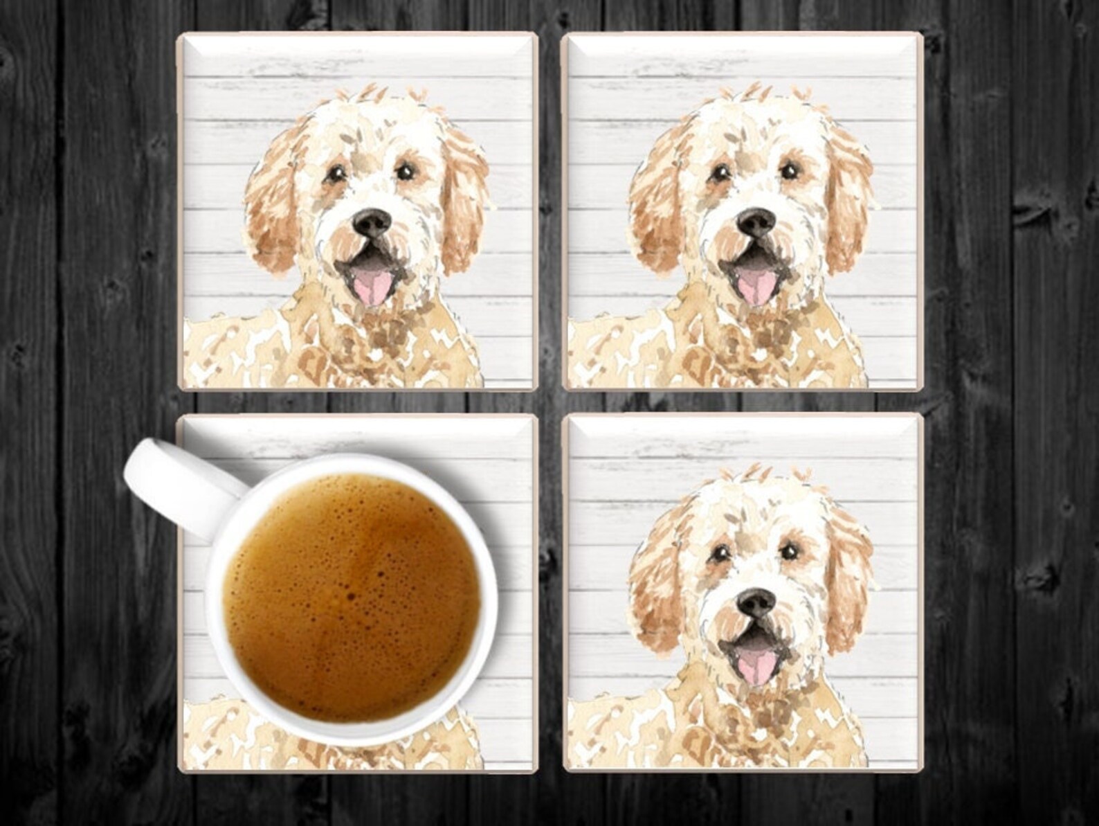 Goldendoodle Coaster Goldendoodle Drink Coasters - Etsy