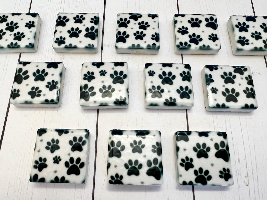 Black Paw Print Tiles for DIY Crafts, Jewelry, Magnets, Party Favors ...
