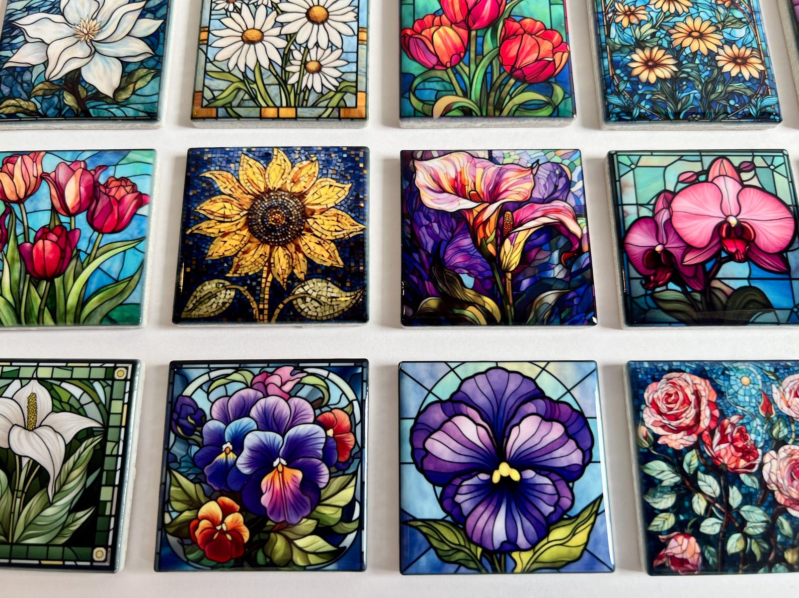 Flower Craft Tiles for DIY Projects | Square Floral Craft Tiles | Faux ...